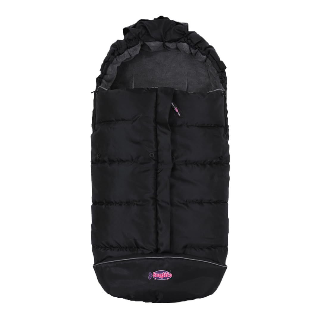 German Designed Universal Stroller Footmuff, 2 Way Zippers Style Easy for Baby in&Out, Length Extensible,Temperature Adjustable Footmuff Fits Baby Growth,Reflective Strips Around Bunting Bag