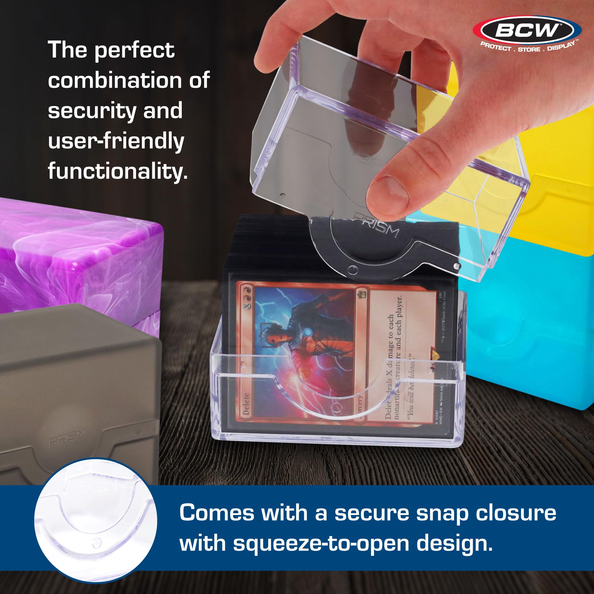 BCW Spectrum Prism Deck Case - Infra Red - 1 ct | Secure Snap Closure Card Deck Case | Fits 100 Double-Sleeved Cards | Trading Card Deck Storage Ideal for Magic the Gathering, Pokemon, and More