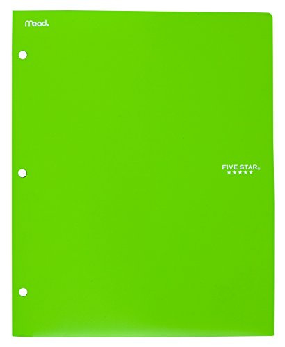 Five Star 2-Pocket Folder, Plastic Folders with Stay-Put Tabs, Fits 3-Ring Binder, Holds 8-1/2” x 11" Paper, Writable Label, Assorted Colors (38065), 4 Count (Pack of 1)