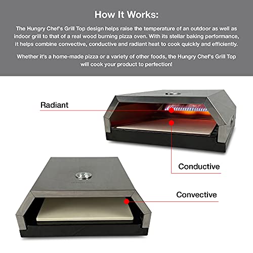 Hungry Chef Pizza Oven, Pizza Maker For Outdoor Grill, Pizza Stone, Stainless Steel