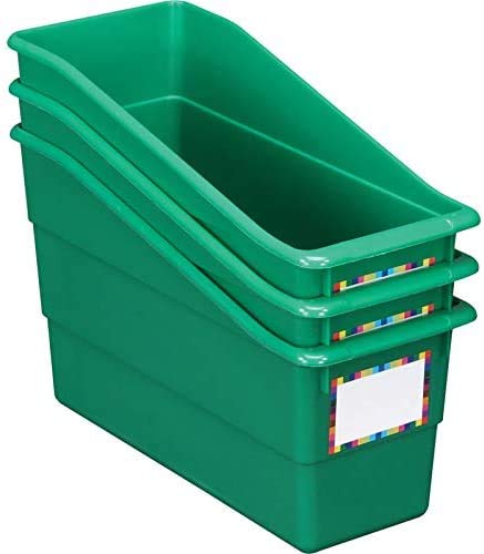 Really Good Stuff-164304 Riverside Name Labels Durable Book and Binder Holders, 5¼" by 12½" by 7½" (Set of 12) - Ideal for Narrow or Vertical Storage Needs Like Magazines, Books, Folders - Color-Code