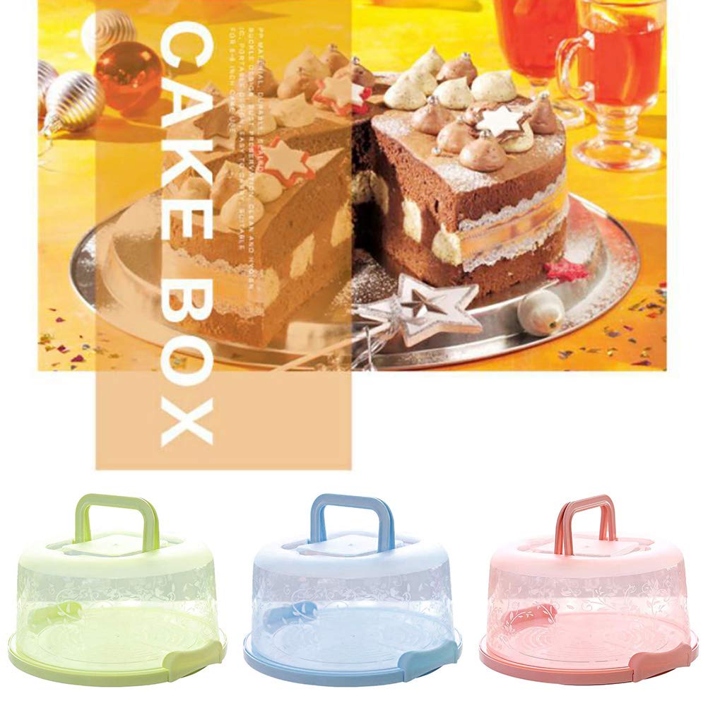 Aqur2020 Cake Carrier, Portable Round Cupcake Serving Tray Stand Box with Two Sided Cake Holder for Muffins Cheesecakes Bundt Cakes Brownie (Green)