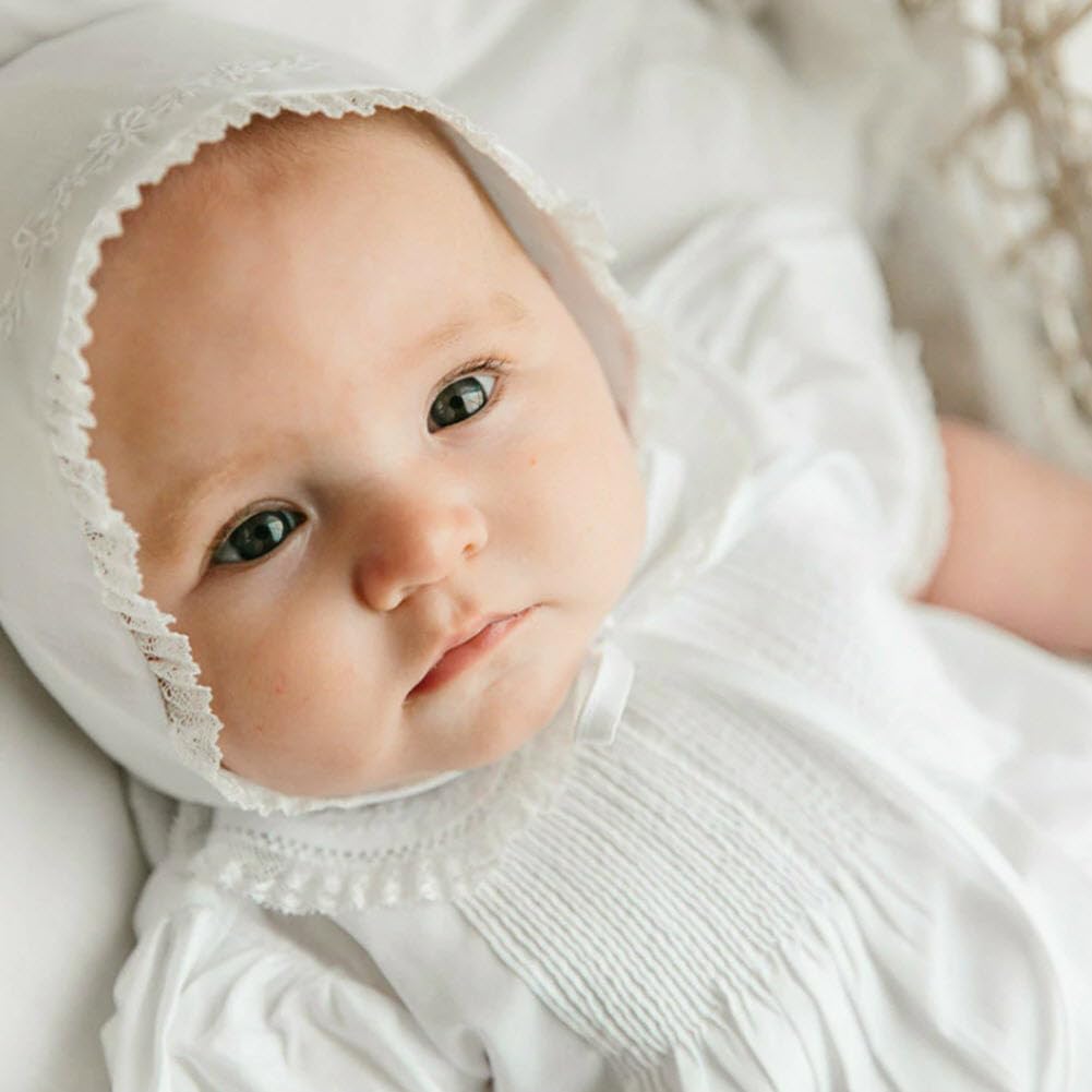 Feltman Brothers Girls Christening Gown White Batiste Lace with Bonnet 9/12m