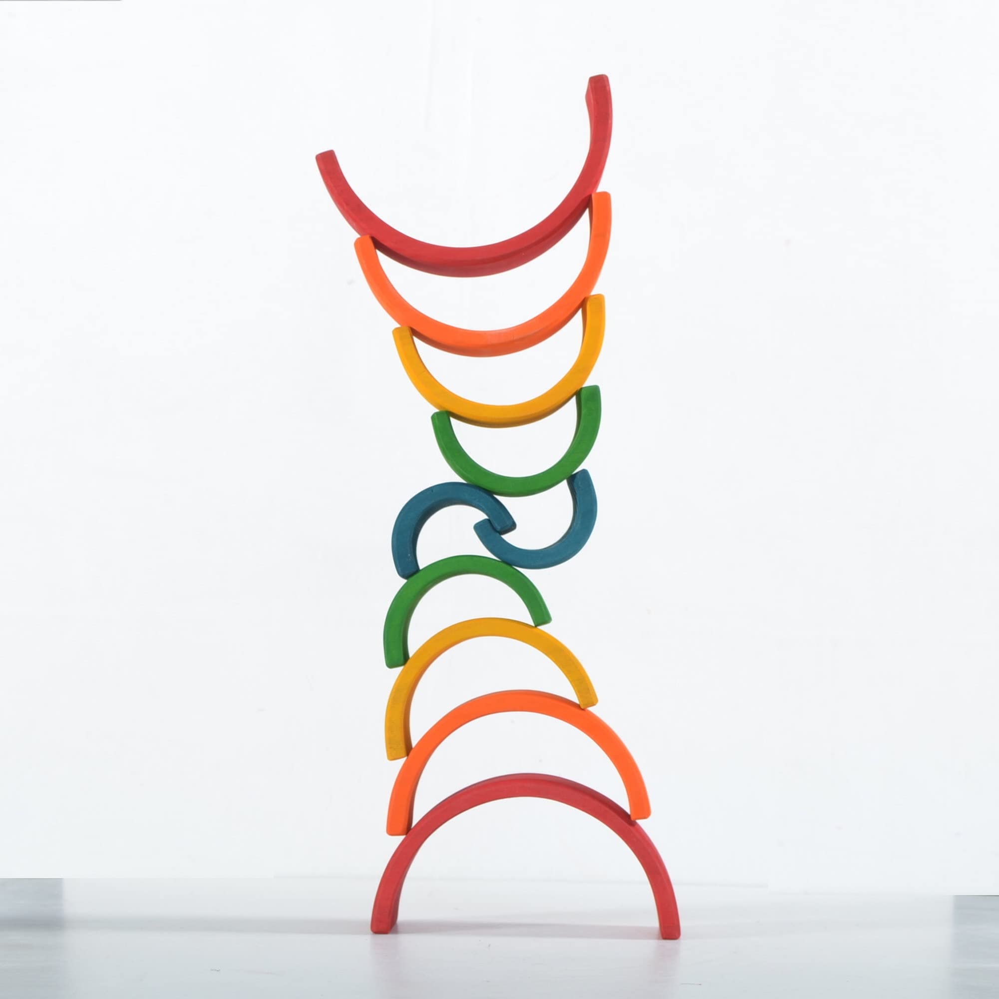 Chitrani Rainbow Stacker 6 Piece - Nesting Wooden Waldorf Blocks, Elements of Nature