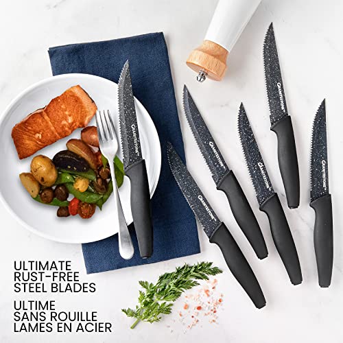 Granitestone Nutriblade 6-Piece Steak Knives with Comfortable Handles, Stainless Steel Serrated Blades โ Dishwasher-safe and Rust-proof Steak Knife For Home and Restaurant Use As Seen On TV