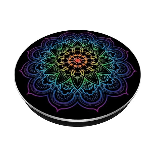 Colorful Sacred Geometry Yoga Mantra Psychedelic Mandala PopSockets PopGrip: Swappable Grip for Phones & Tablets PopSockets Standard PopGrip