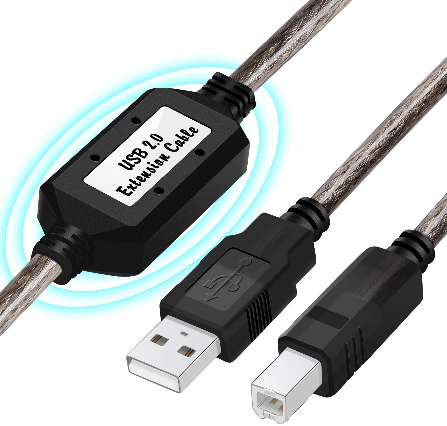 LDKCOK Active USB 2.0 Printer Cable 50ft - A-Male to B-Male High Speed Printer/Scanner/Repeater Cable for HP, Canon, Lexmark, Epson, Dell, Samsung etc (50FT/15M)