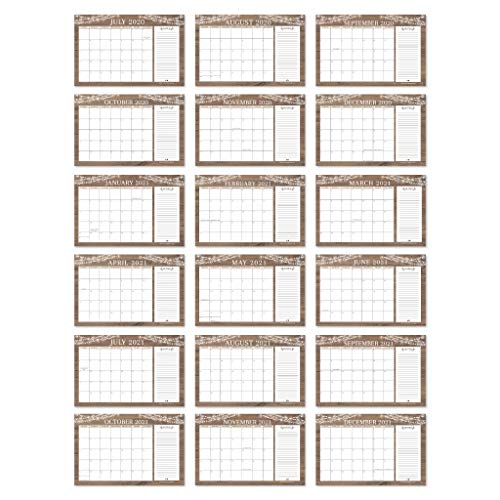 Rustic 2020-2021 Large Monthly Desk or Wall Calendar Planner, Big Giant Planning Blotter Pad, 18 Month Academic Desktop, Hanging 2-Year Date Notepad Teacher, Mom Family Home or Business Office 11x17"