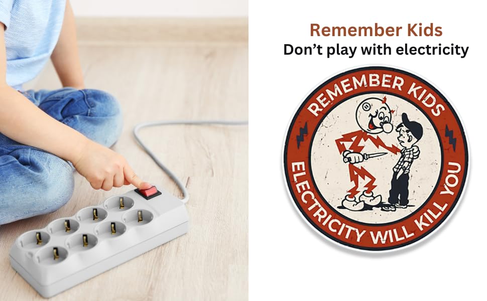 AG 4 PCS Remember Kids Electricity Will Kill You Decal Hard Hat Stickers Reddy Kilowatt Funny Electrician Mechanic Stickers, 3 Inch, Electricity Kills Sticker