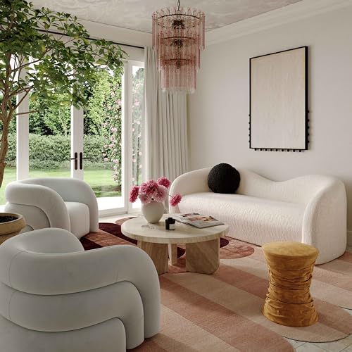 Tov Furniture Leonie Beige Faux Shearling 84" Sofa