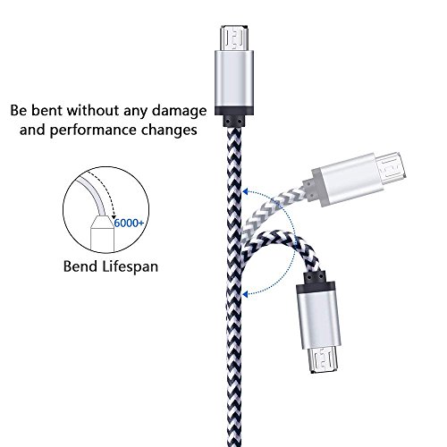 FiveBox Micro USB Charger Cable, 5-Pack 6ft Micro USB Cable Cord Braided Fast Charging Phone Charger for Samsung Galaxy J3 J7 S6 S7 Edge, Tablet, LG stylo 2/3 LG G3 G4 K30 K20 Plus, Old Kindle 7 8 10