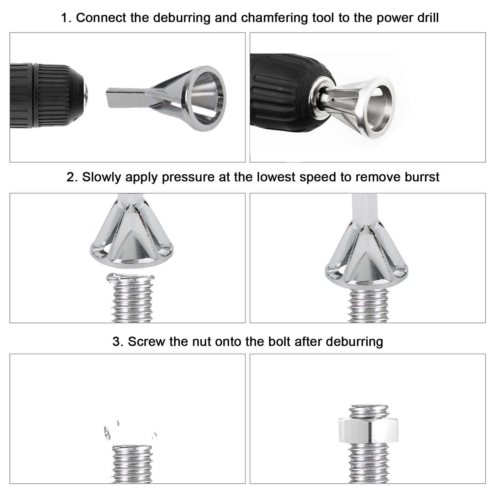AIYOO 2 Pack Deburring External Chamfering Tool Deburring Tool for Metal High Speed Stainless Steel Bolt Deburring Tool Quickly Repairs Damaged Metal Drill Bit Triangle Shank