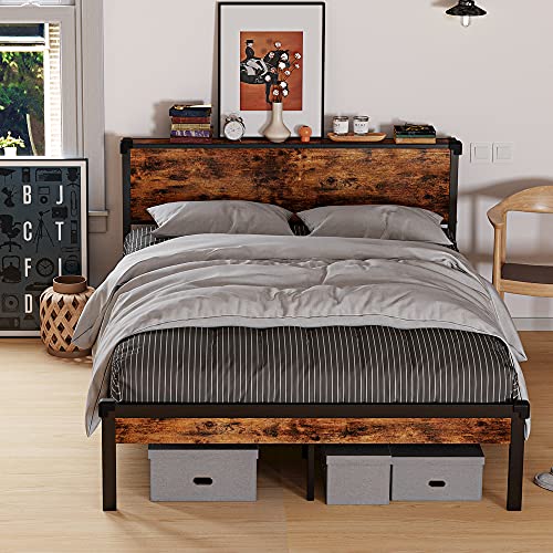 LIKIMIO Queen Bed Frame, Platform Bed Frame Queen with Storage Headboard and 11 Strong Support Legs, More Sturdy, Noise-Free, No Box Spring Needed