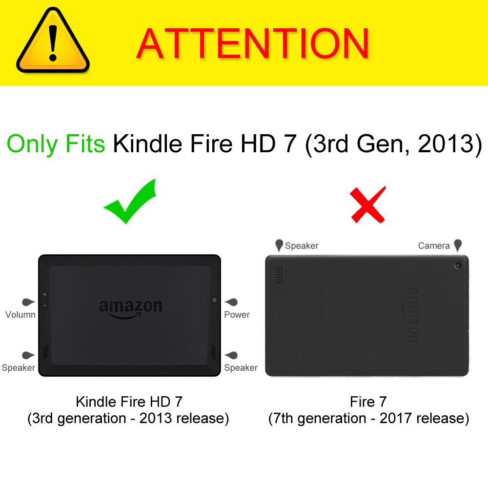 Fintie Folio Case for Kindle Fire HD 7" (2013 Old Model) - Slim Fit Folio Case with Auto Sleep/Wake Feature (Will only fit Amazon Kindle Fire HD 7, Previous Generation - 3rd), Black