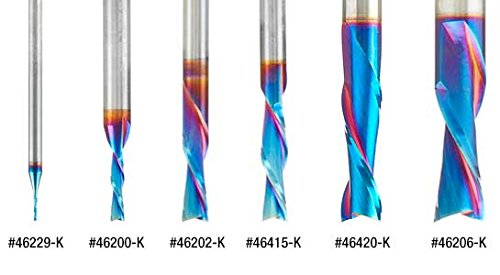 Amana Tool - 46225-K Solid Carbide Spiral Plunge Router Bit Down Cut 1/8 Dia x 13/16 x 1/4 Inch Shank, Spektra Extreme Tool Life Coated