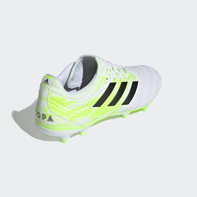 adidas Men's Copa 20.3 Firm Ground Soccer Shoe, White/Black/Signal Green, 9 M US