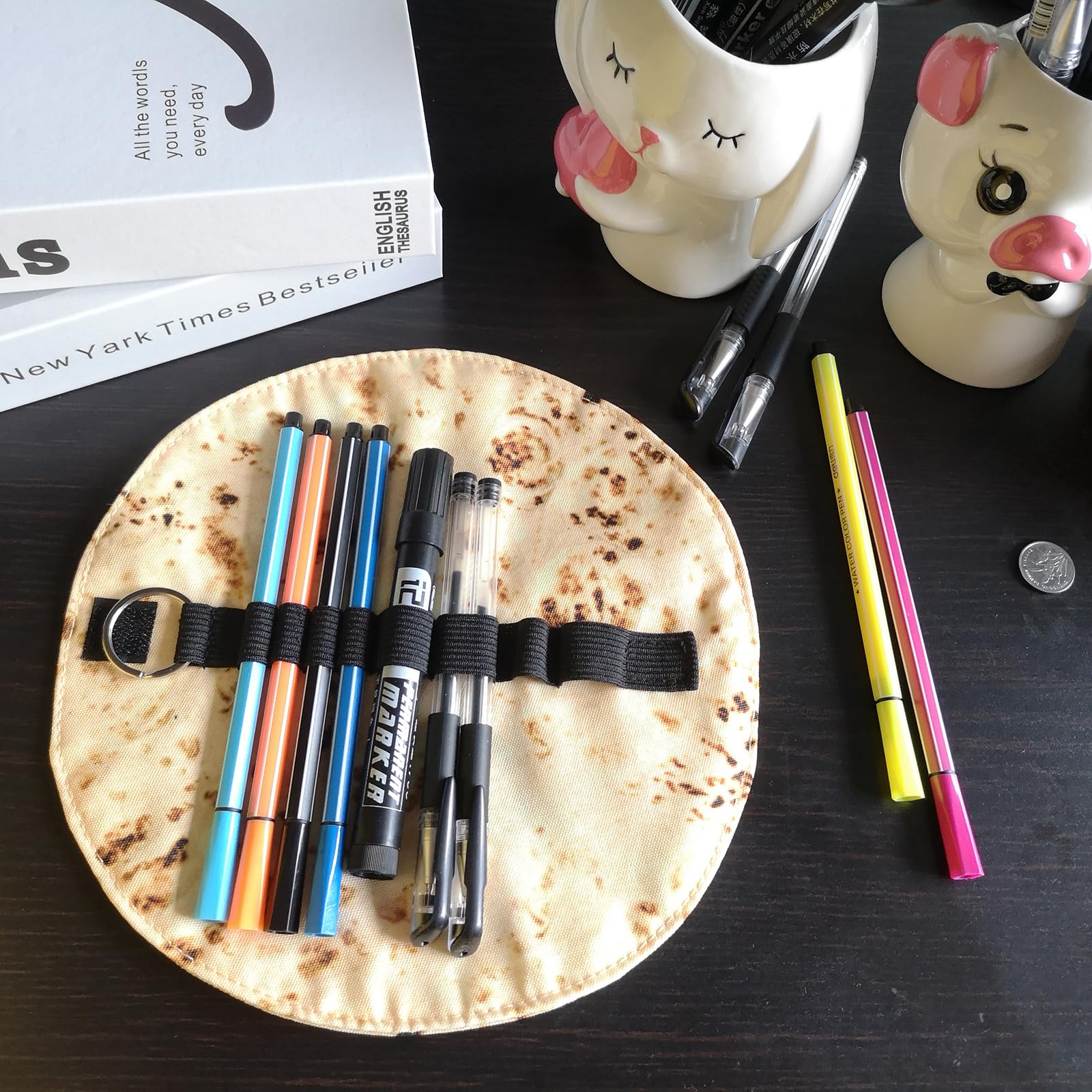 WONIU Creative Burrito Tortilla Pen Pencil Case, Funny Stationery Pen Pencil Pouch Holder Makeup Roll Up Case Bag for Makeup brush, art brush, paintbrush, pencil, pen