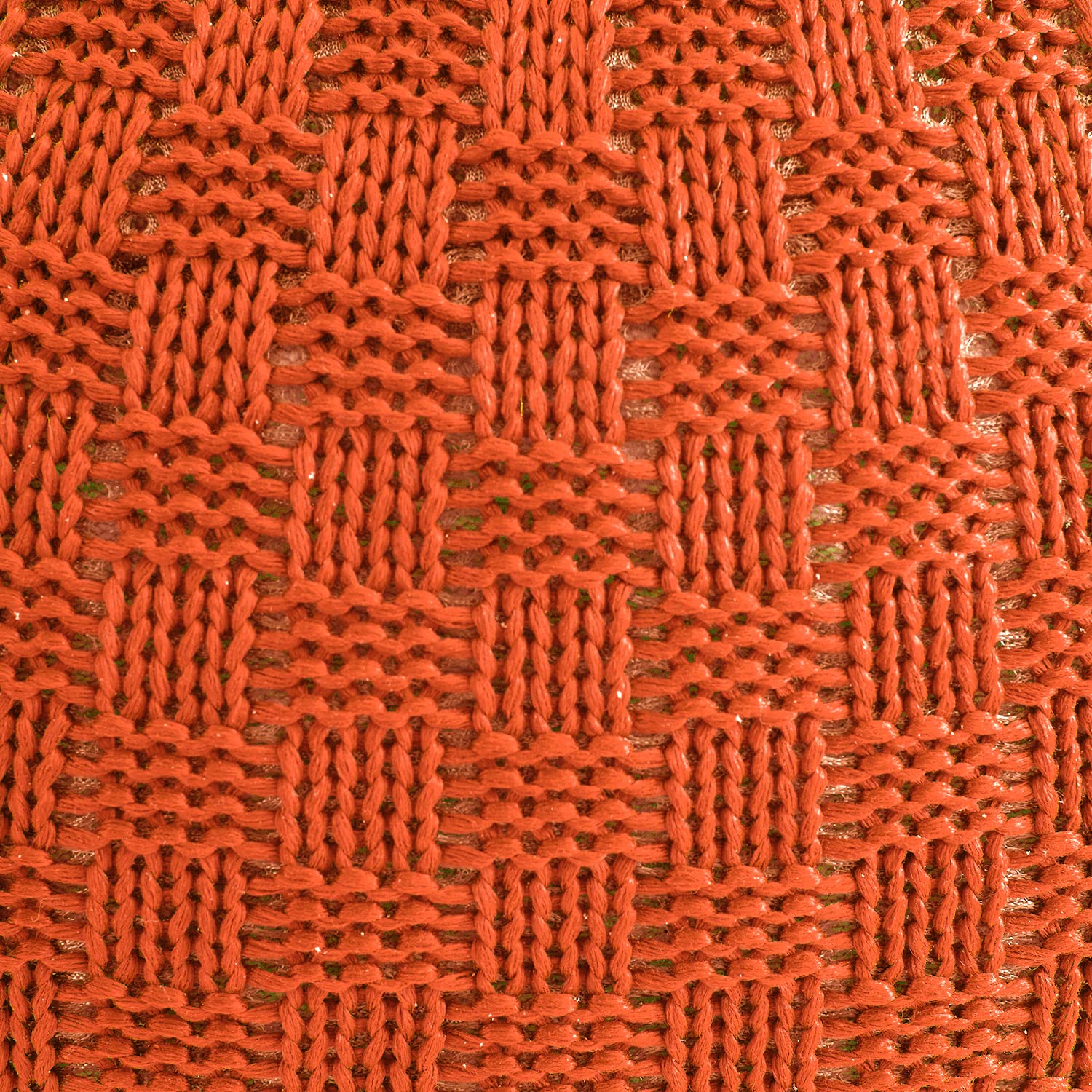 ARTPLAN Outdoor Pouf Ottoman Foot Rest Hand Weaving Knight Home Nahunta Pouf Round Kintted Olefin,Orange
