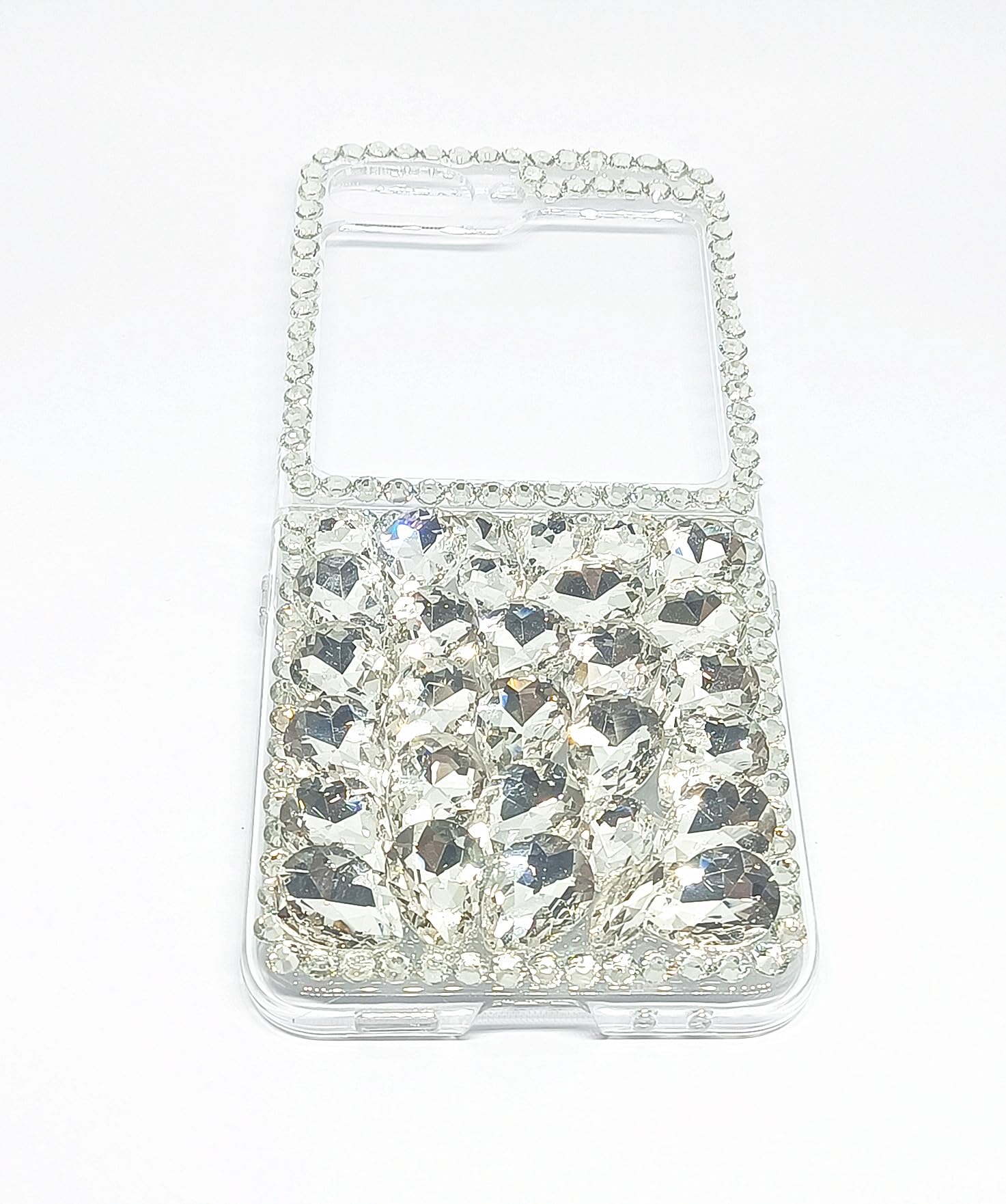 Aikukiki Case for Galaxy Z Flip 5,Galaxy Z Flip 5 5G Case,3D Handmade Sparkle Stunning Stones Crystal Diamond Bling Glitter Phone Case for Samsung Galaxy Z Flip 5 5G (2023) (Full White)