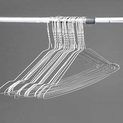 FixtureDisplays® Metal Wire Cloth Hanger Coat Hanger White Vinyl Coated Drip Dry Hanger 10 Pack 16X8 100701