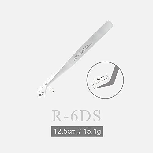 JOVISA R-6Ds Tweezer Made In Japan Eyelash Extension Tweezers for Mega Volume And 3D 6D Mink Eyelash, SUS 304 Stainless Steel Straight Angled Tip False Eyelash Extension Supplies