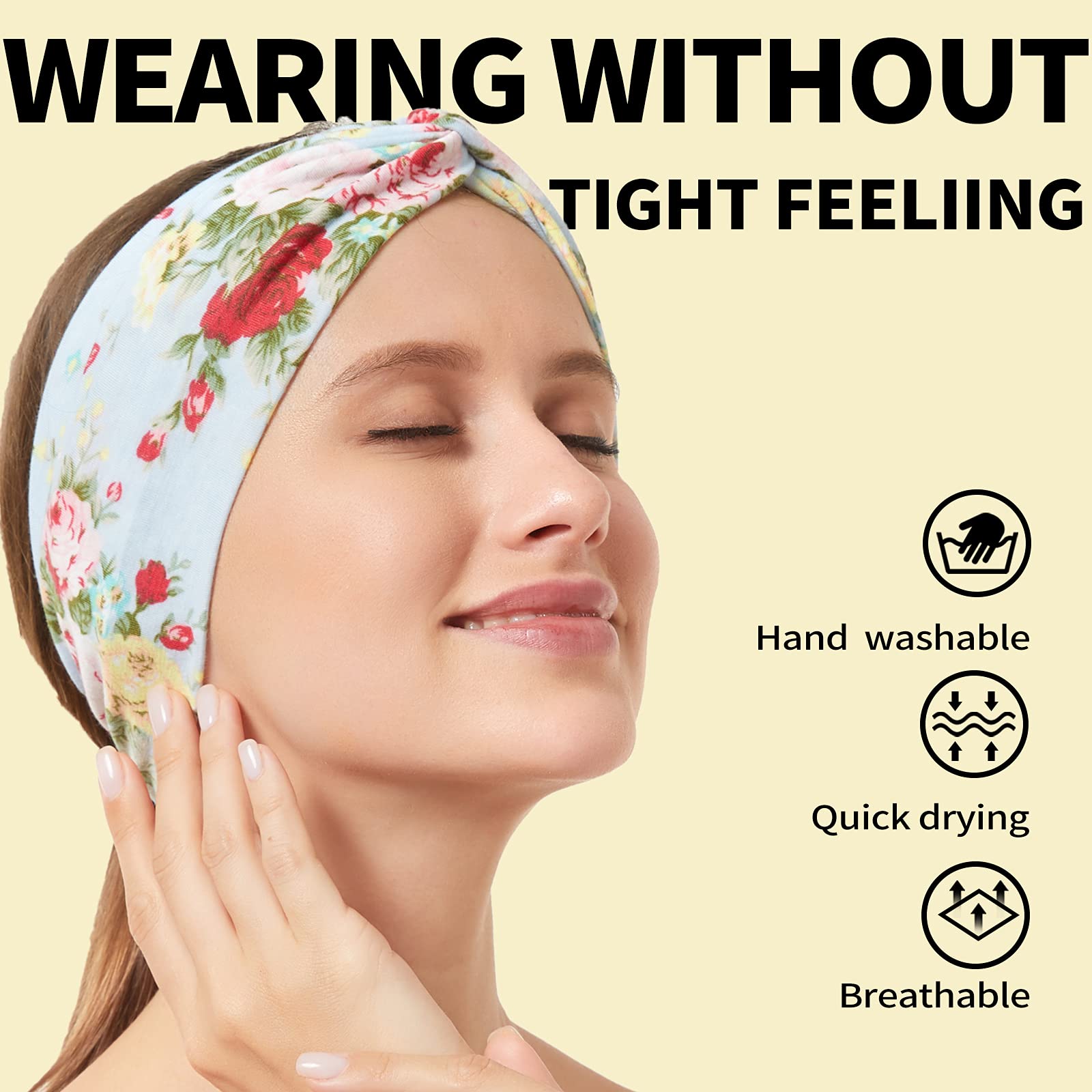 ADRIONE Thick Headbands for Women (8 Count)