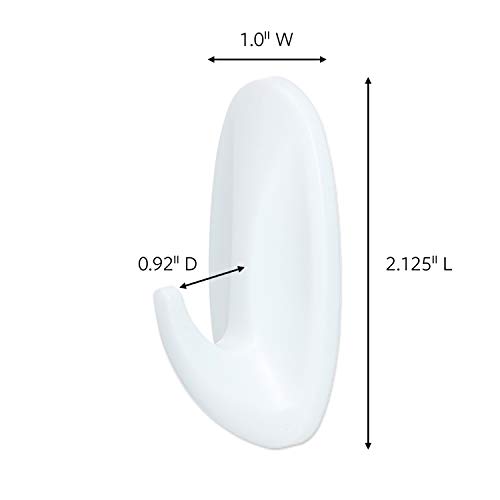 Command Small Designer Hooks, White, 2-Hooks, 4-Strips, 6-Pack, Organize Damage-Free