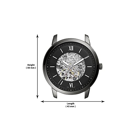 Fossil Men's Neutra Automatic Stainless Steel Mesh Three-Hand Skeleton Watch, Color: Smoke (Model: ME3185)