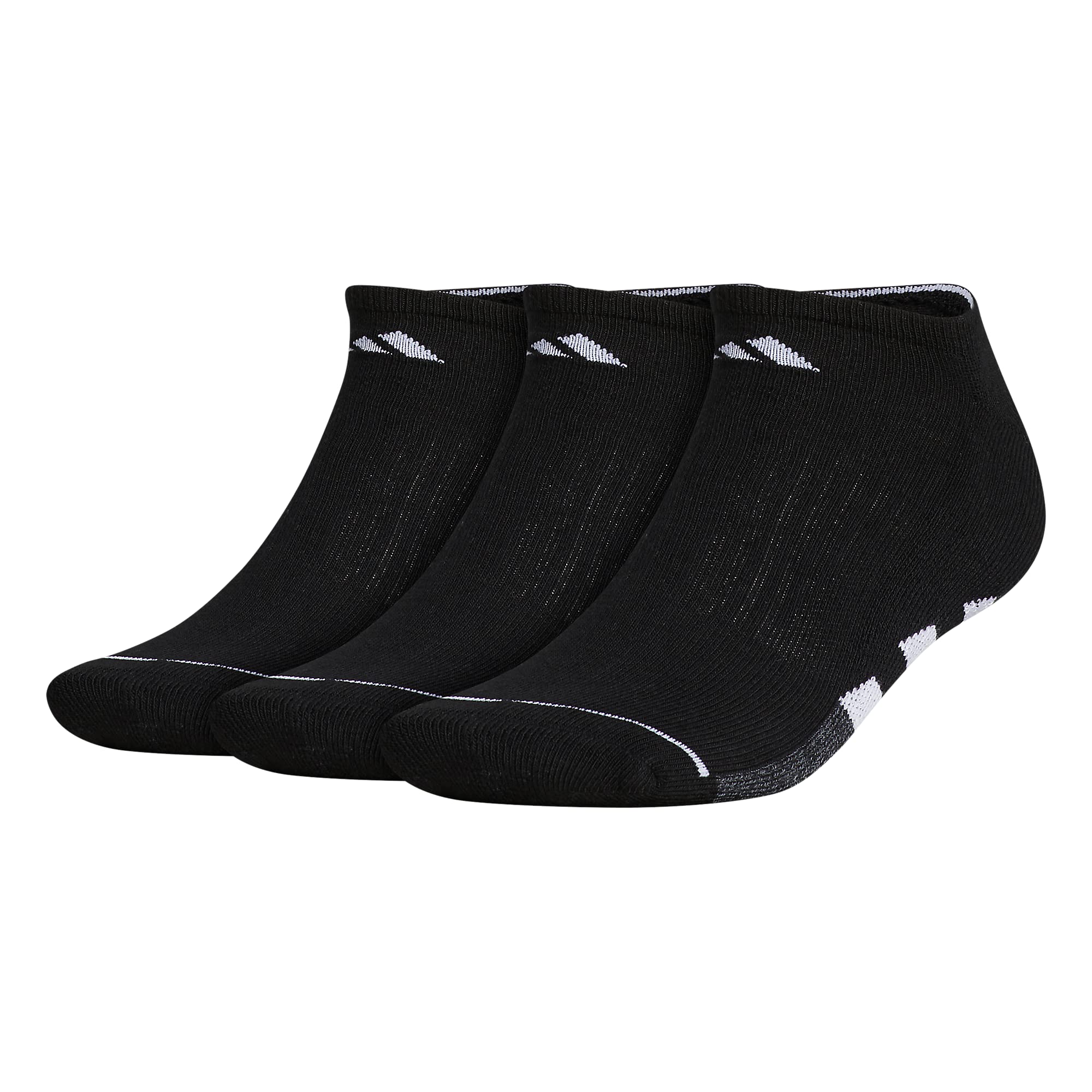adidas Men's Cushioned No Show Socks (3-Pair), Black/White/Onix Grey, Large