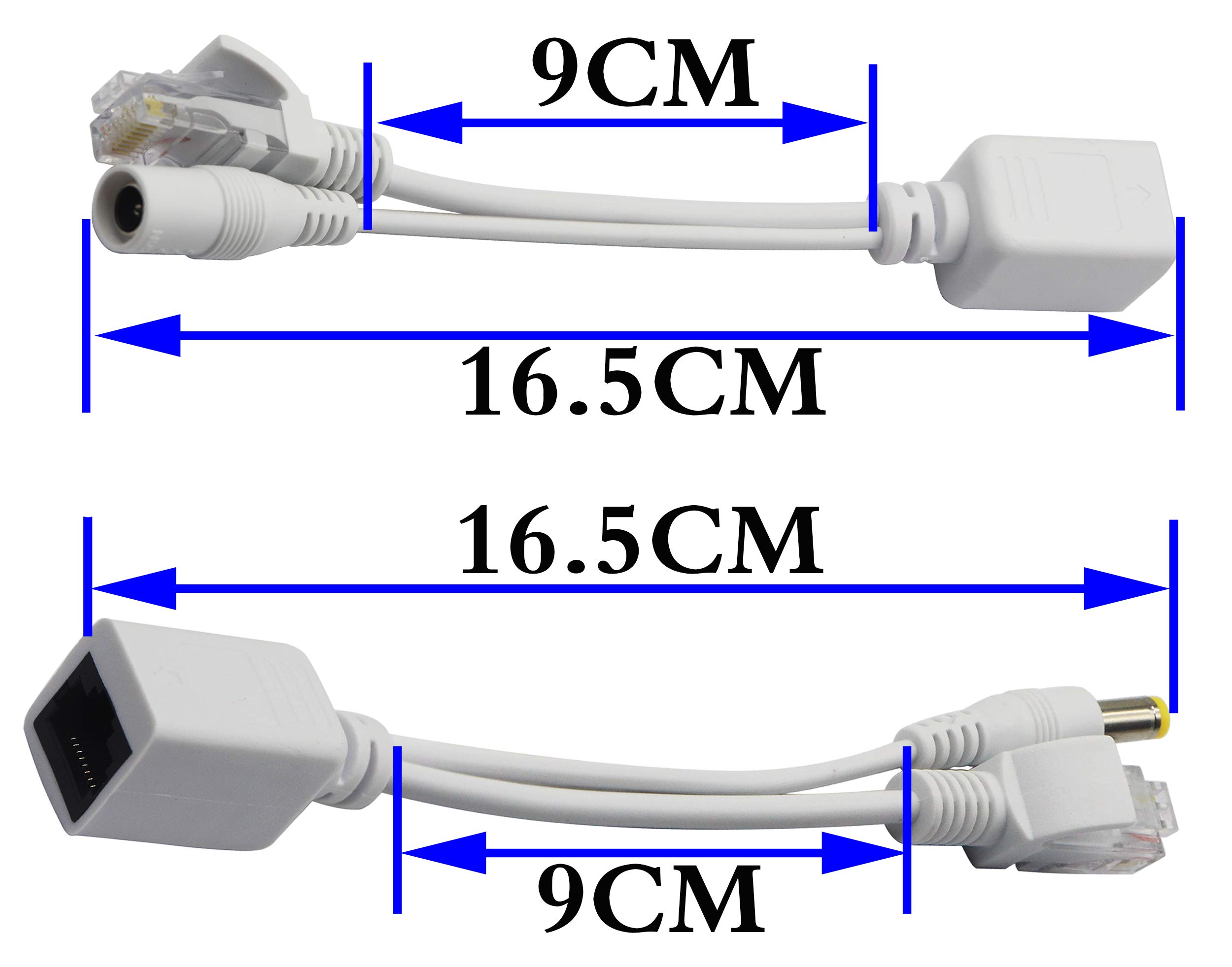 zdyCGTime Passive PoE Injector and PoE Splitter Kit with RJ45 Ethernet and Power via DC 5.5x2.1 mm F/M Adaptor Connector(White 4 Pairs