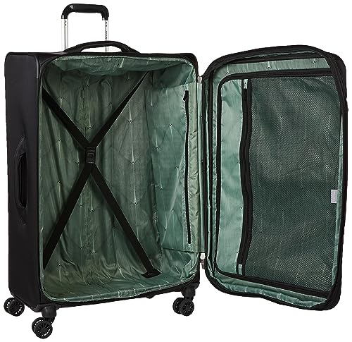 DELSEY Paris Sky Max 2.0 Softside Expandable Luggage with Spinner Wheels, Black, Checked-Medium, 24 Inch