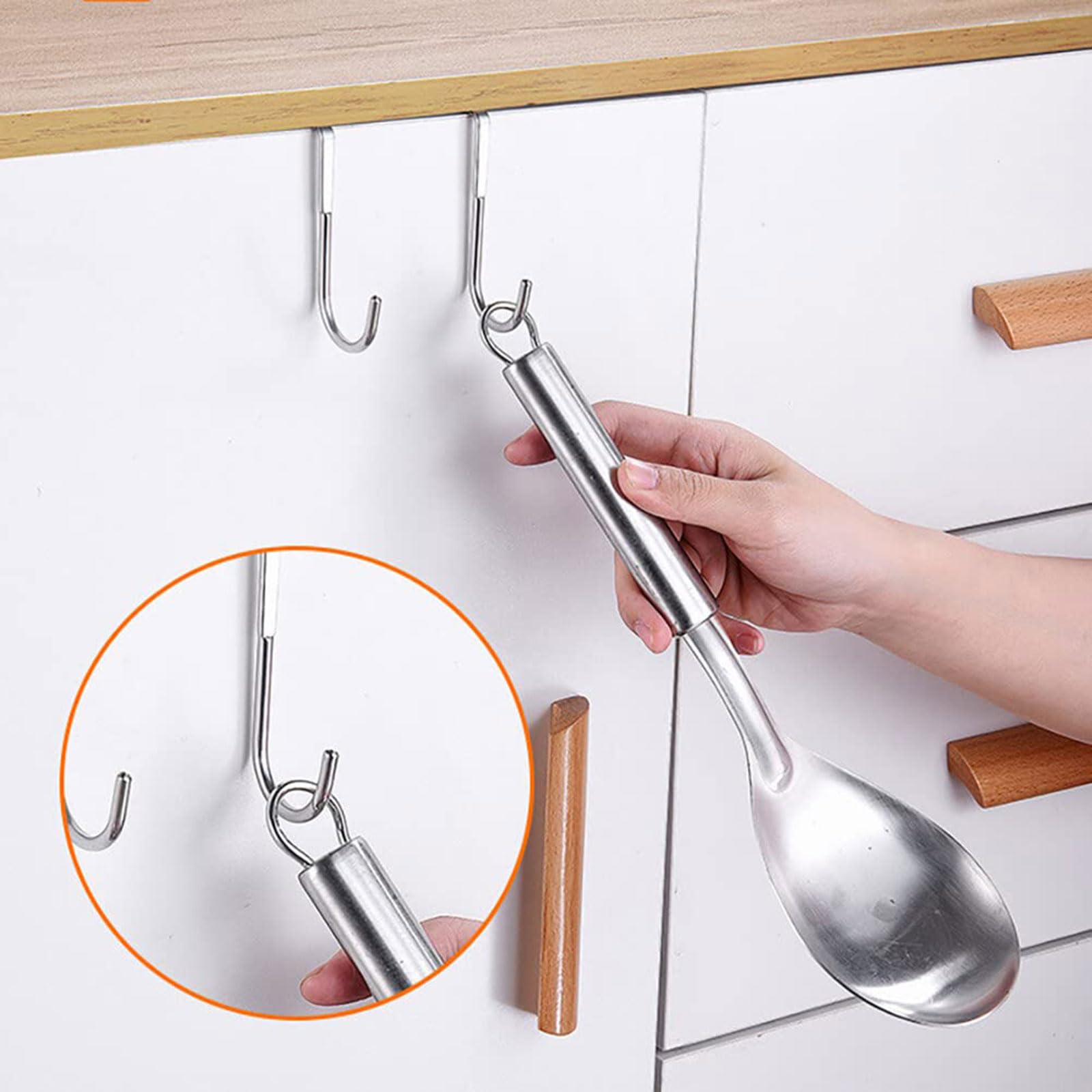 DEALSCHIC Over The Door Hooks, 4 Pack Shower Hooks Towel Hanger for Glass Door, Towel Hooks for Kitchen Bathroom Cabinets Cupboards, Stainless Steel Utility Hooks Fitting Wide and Thin Doors (White)