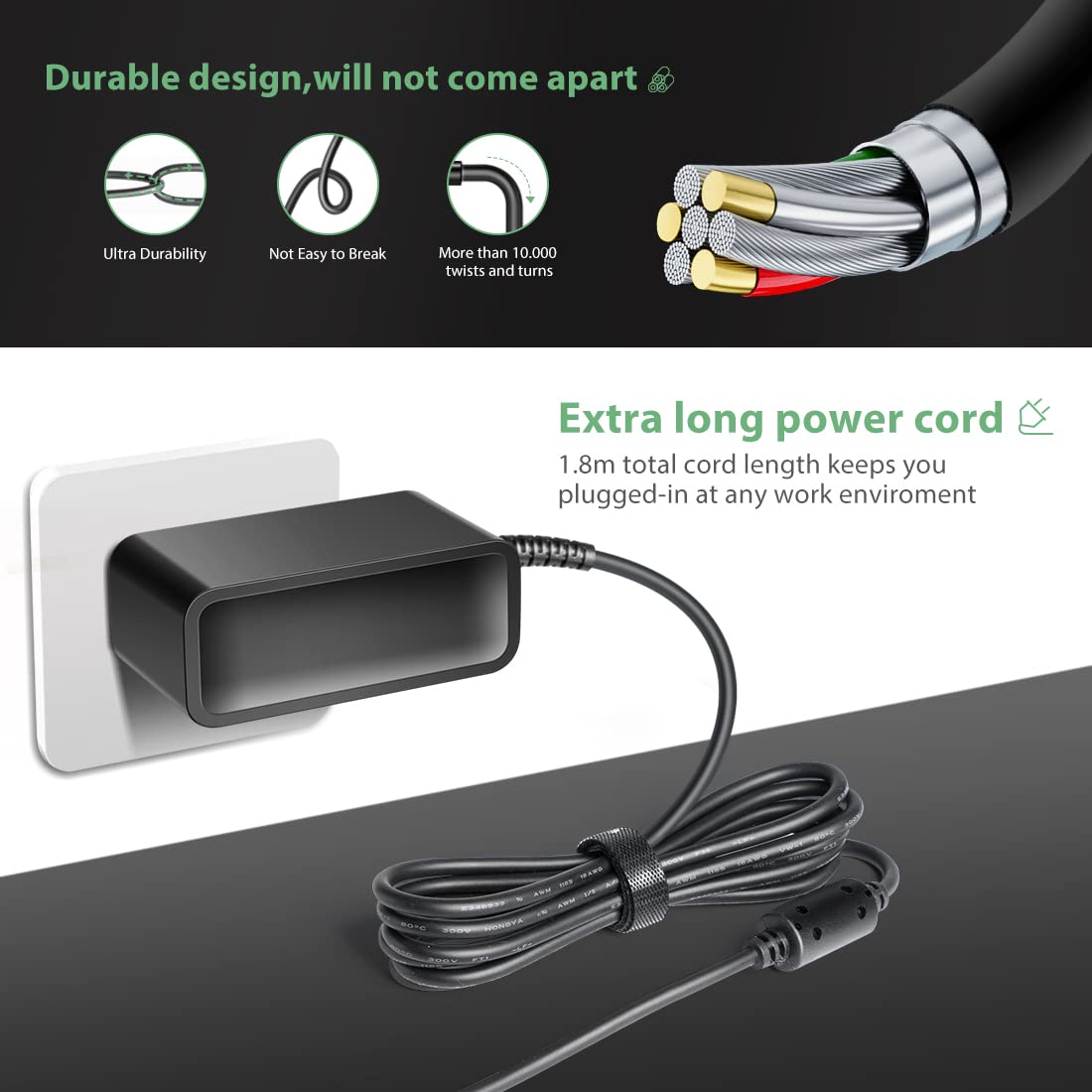 CASIMY 24V AC Adapter Compatible with Microsoft Wireless Xbox 360 WRW01 WRWO1 WRW02 WRWO2XBOX 360 X Box Racing Wheel Spare Force Feedback X809211-002 Replacement Switching Power Charger Supply Cord