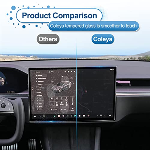 Coleya 2021 2022 2023 Model S/Model X Screen Protector for Tesla Model (Base/Long Range/Plaid) 17-inch Touch Screen, 2022 2023 Model S Model X Tempered Glass HD Transparent Protective Film