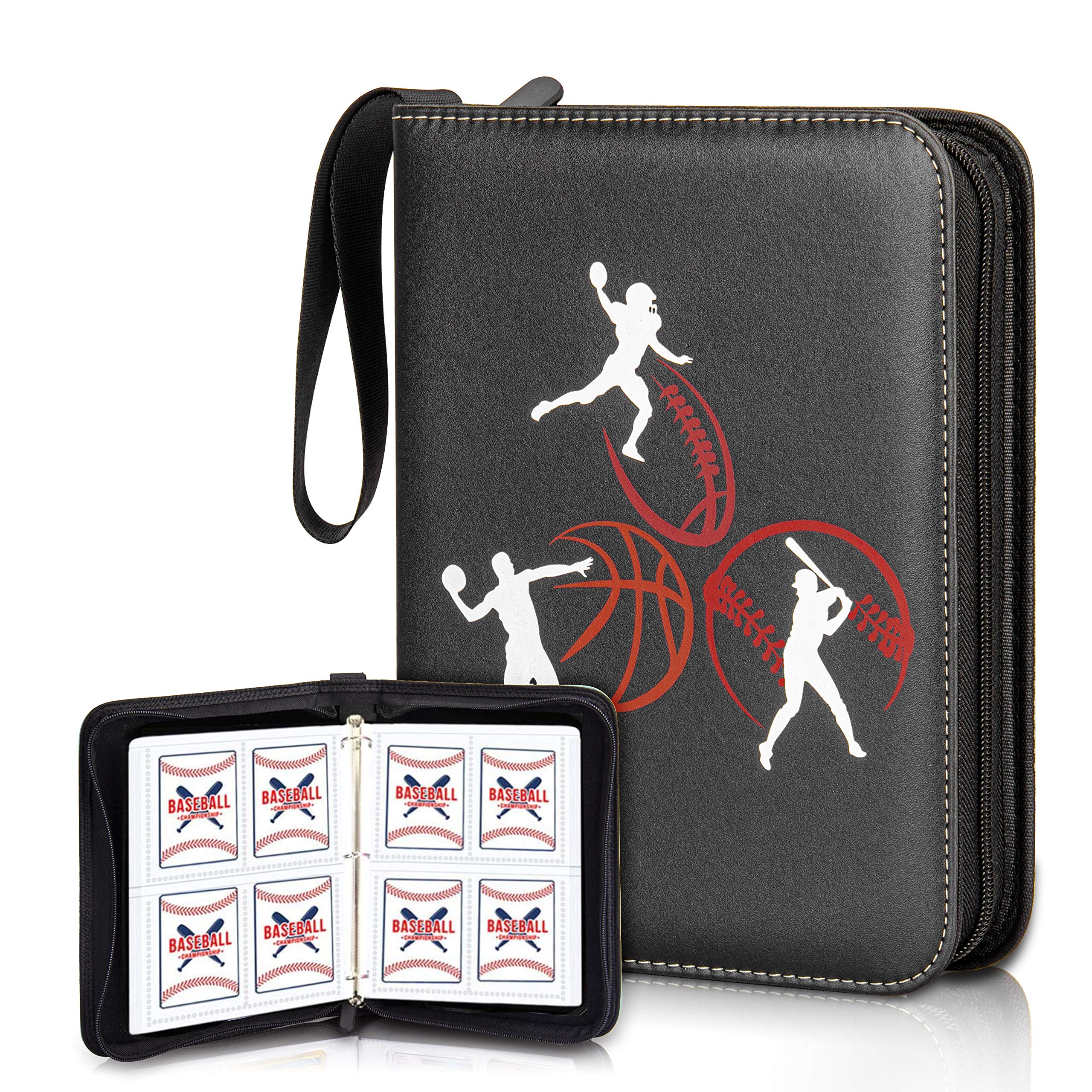 CLOVERCAT 4 Pocket Sports Card Binder Parent (4 Pocket, 400 Cards, Multi Sports, Brown)