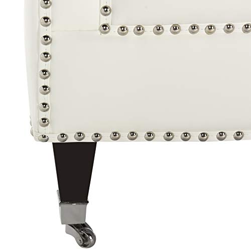 Safavieh Couture Home Miller White Leather and Chateau Brown Tufted Sofa