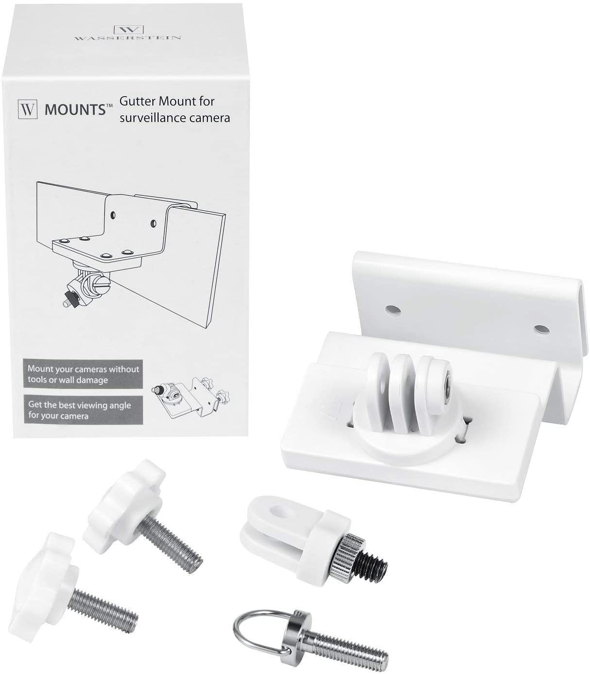 Weatherproof Gutter Mount Compatible with Stick Up Cam Wired HD and Stick Up Cam Battery HD - Greater Height for Your Camera (White)