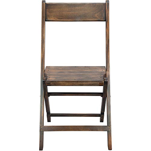 EMMA + OLIVER Slatted Wood Folding Wedding Chair - Event Chair - Antique Black, Set of 2