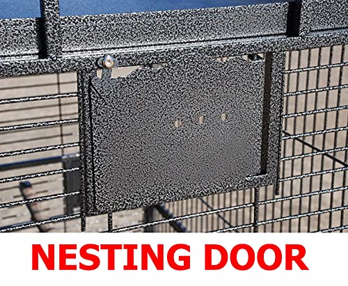 New Large Elegant Wrought Iron Dome Play Top Bird Parrot Cage, Include Metal Seed Guard Solid Metal Feeder Nest Doors (24" W x 22" D x 63" H, Black Vein)