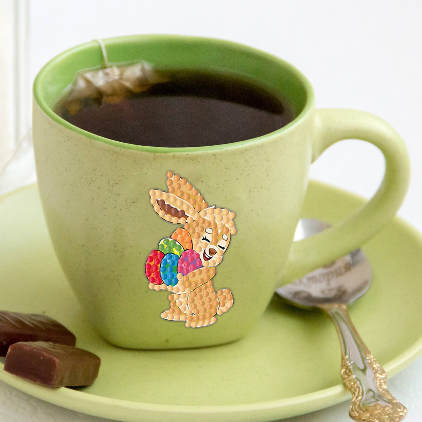 DERFILIN 16PCS Diamond Painting Stickers Set for Kids, 5D Easter Eggs Bunny Mosaic Stickers, DIY Creative Crafts for Boys and Girls Gem Art Set