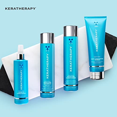 KERATHERAPY Keratin Infused Moisture Shampoo, 33.8 fl. oz., 1000 ml - Anti Frizz Moisture Shampoo for Oily Scalp and Dry Ends - Kerabond Technology, Aloe Vera, & Willow Bark - Sulfate & Paraben Free