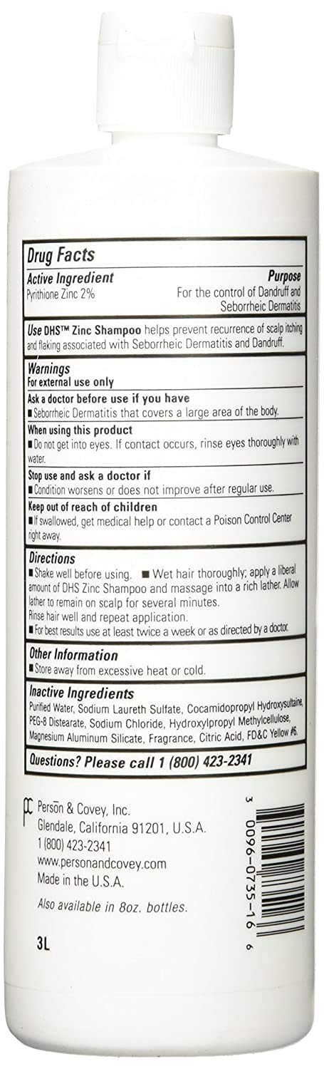 DHS Zinc Shampoo, 16 Oz (Pack of 2)