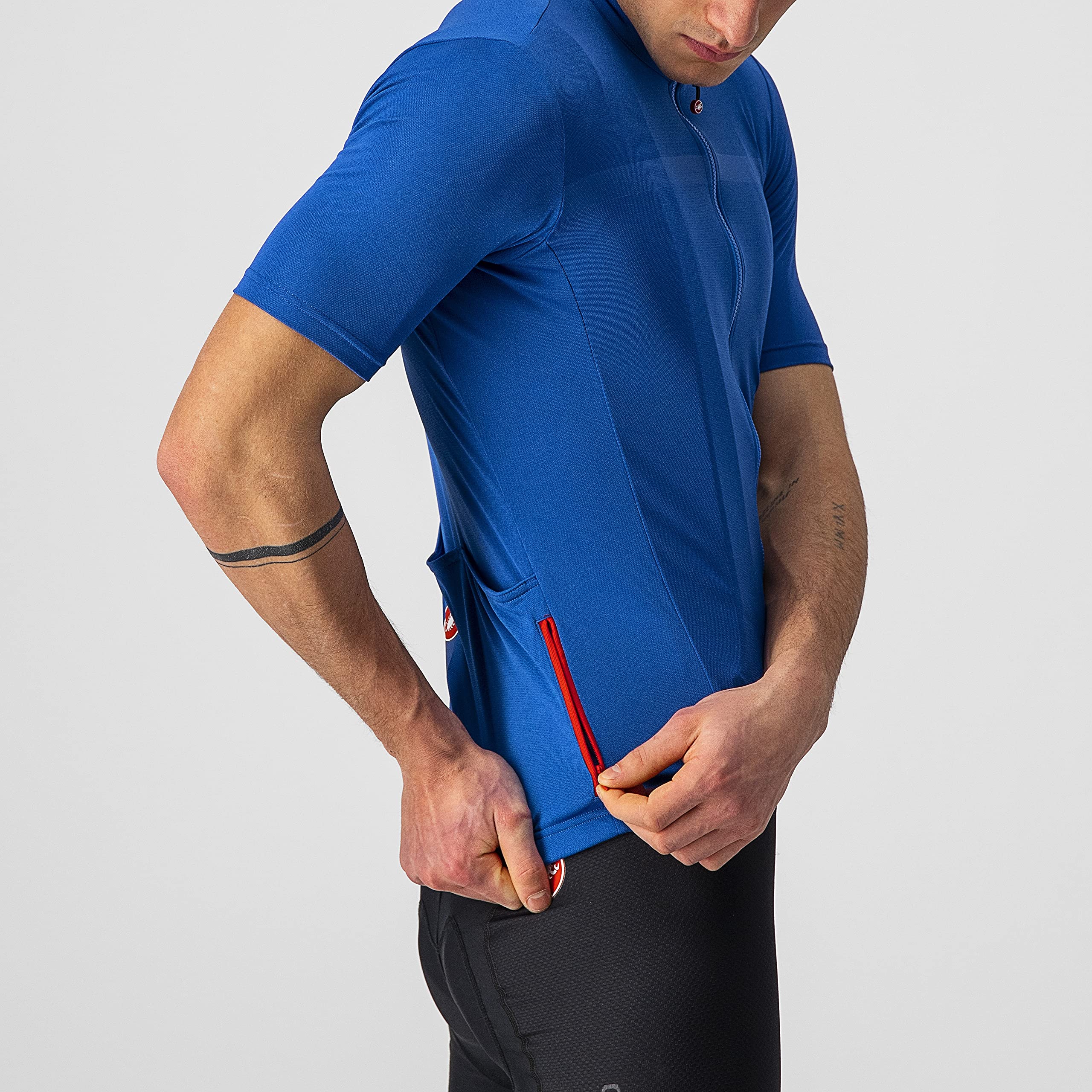Castelli Men's Classifica Jersey, Zip Up Quarter Length Sleeve Jersey for Gravel Biking & Road Cycling - Azzurro Italia - Large