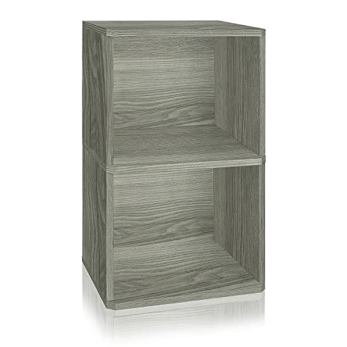 Way Basics Vintage Vinyl Record Cube 2-Shelf Storage, Organizer - Fits 170 LP Albums (Tool-Free Assembly and Uniquely Crafted from Sustainable Non Toxic zBoard Paperboard) Grey