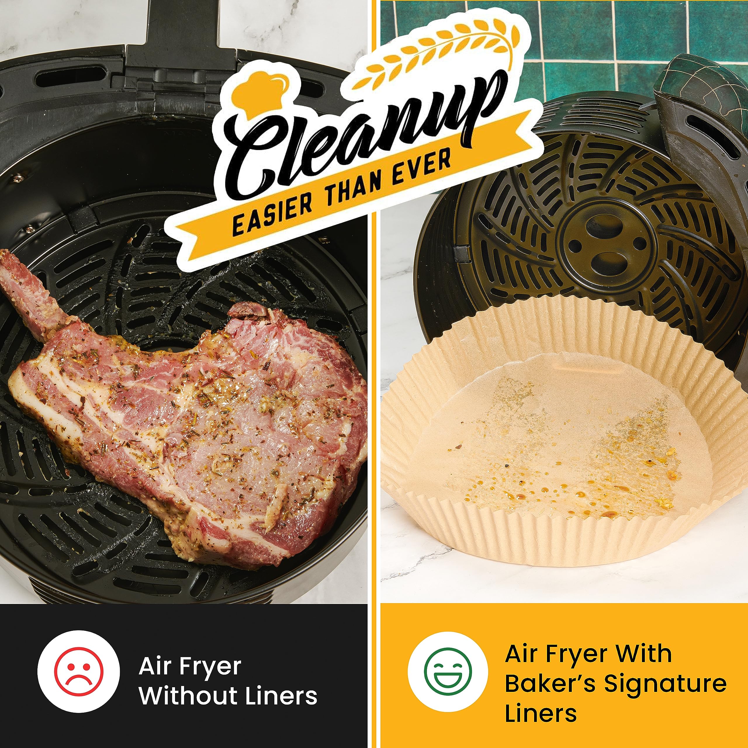Air Fryer Liners for Ninja, 120 Pcs Round Disposable Airfryer Paper Liners β Non-Stick and Oil Proof for Easy Cleanup, Great for Oven, Pans & Baking β 8 Inch for 5-8 qt Basket by Baker's Signature
