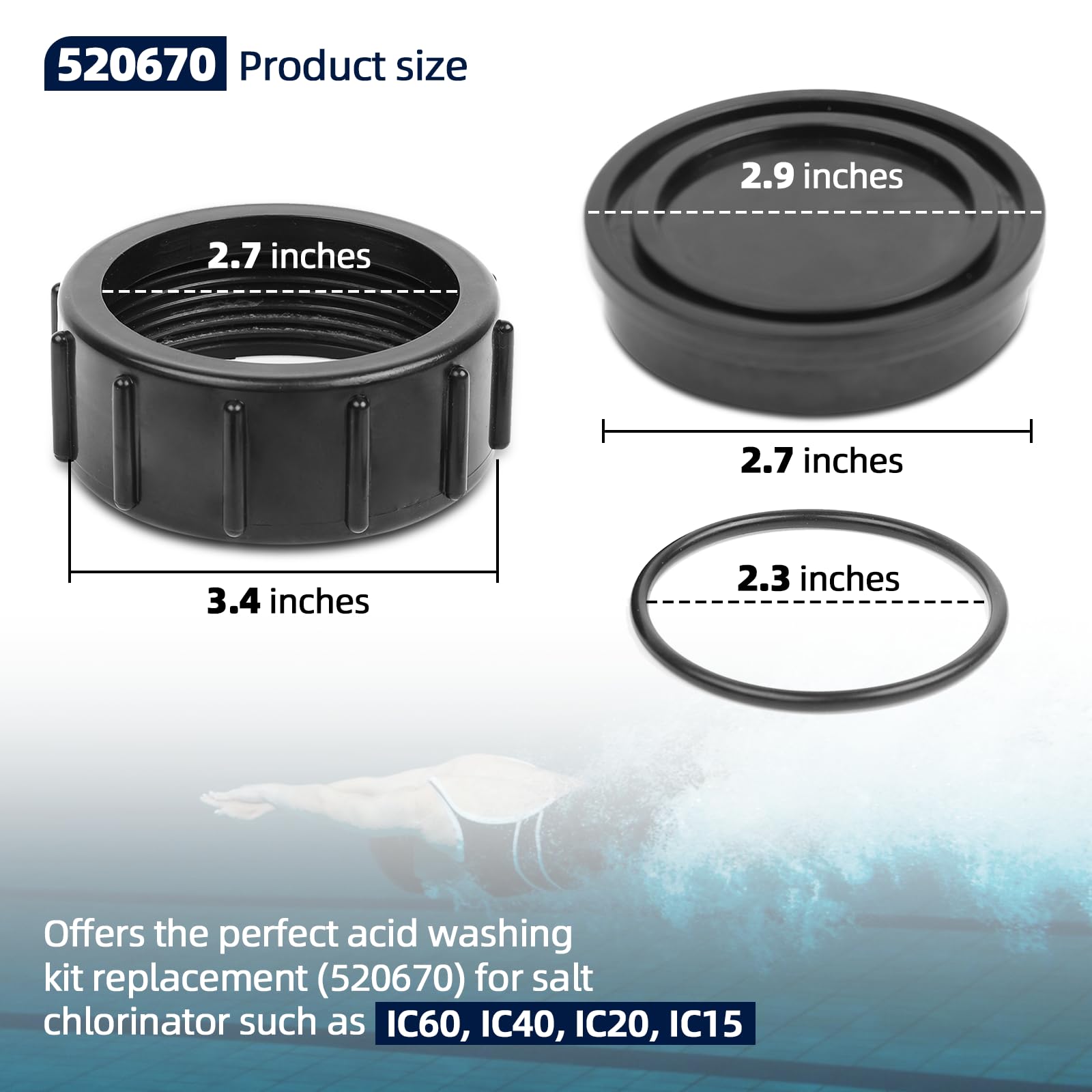 AR-PRO 520670 The Exact Acid Washing Kit Replacement | Compatible with All Pentair Intellichlor Salt Chlorinator Models| Made of Premium, Heavy Duty Plastic - Improving the Parts Lifespan by 50%