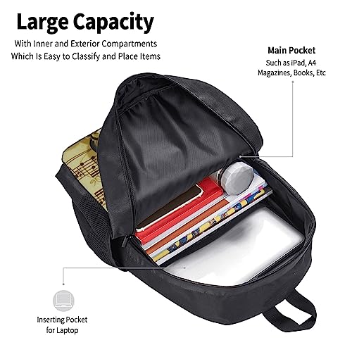 BAFAFA Flute Music Printed Large Backpack Travel Bag Business Work Daypack Laptop Backpacks