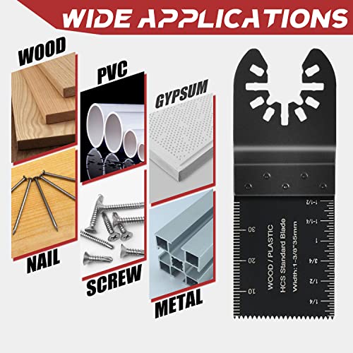 Adust 57Pcs Titanium Oscillating Multitool Blades, Universal Titanium Multitool Blades for Wood Plastics Metal, Quick Release Multi Tool Blades Kits