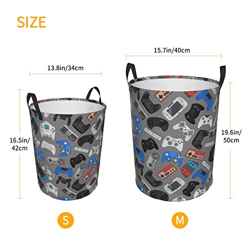 Gbuzozie Video Game Controller Grey Background Laundry Hamper Storage Basket Toys Clothes Organizer Bin For Home Bathroom Bedroom Dorm Nursery, 62l