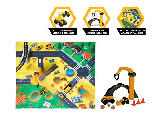 CAT Construction Toys, CAT Little Machines Vehicles Play Mat with Collectible Construction Vehicles, Sensory Toys for Kids Ages 3 and up